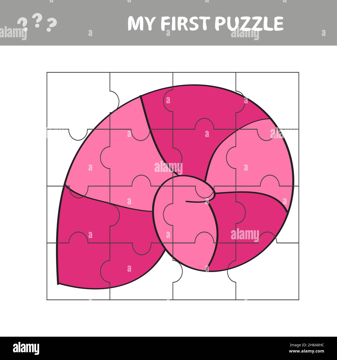 Kids entertaining game with a sea shell puzzle piece in a vector ...