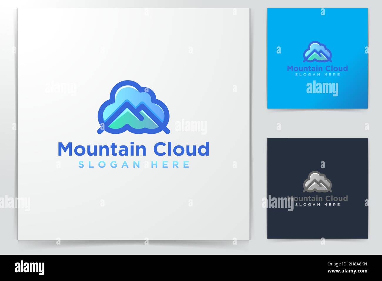 Mountain cloud, technology and adventure Logo Inspiration isolated on ...