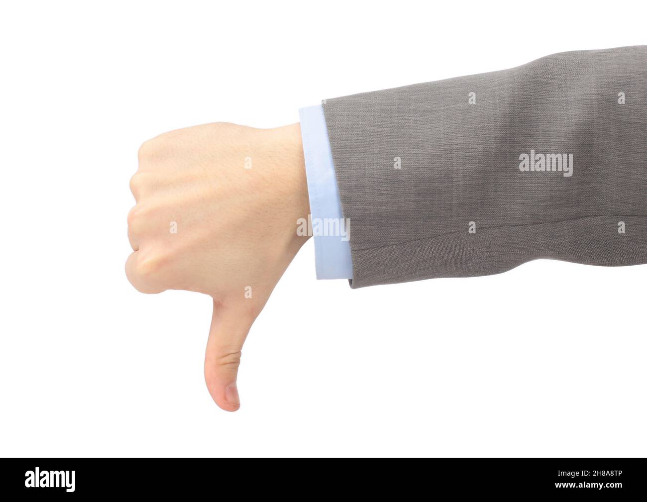 The man's hand shows a symbol Stock Photo - Alamy