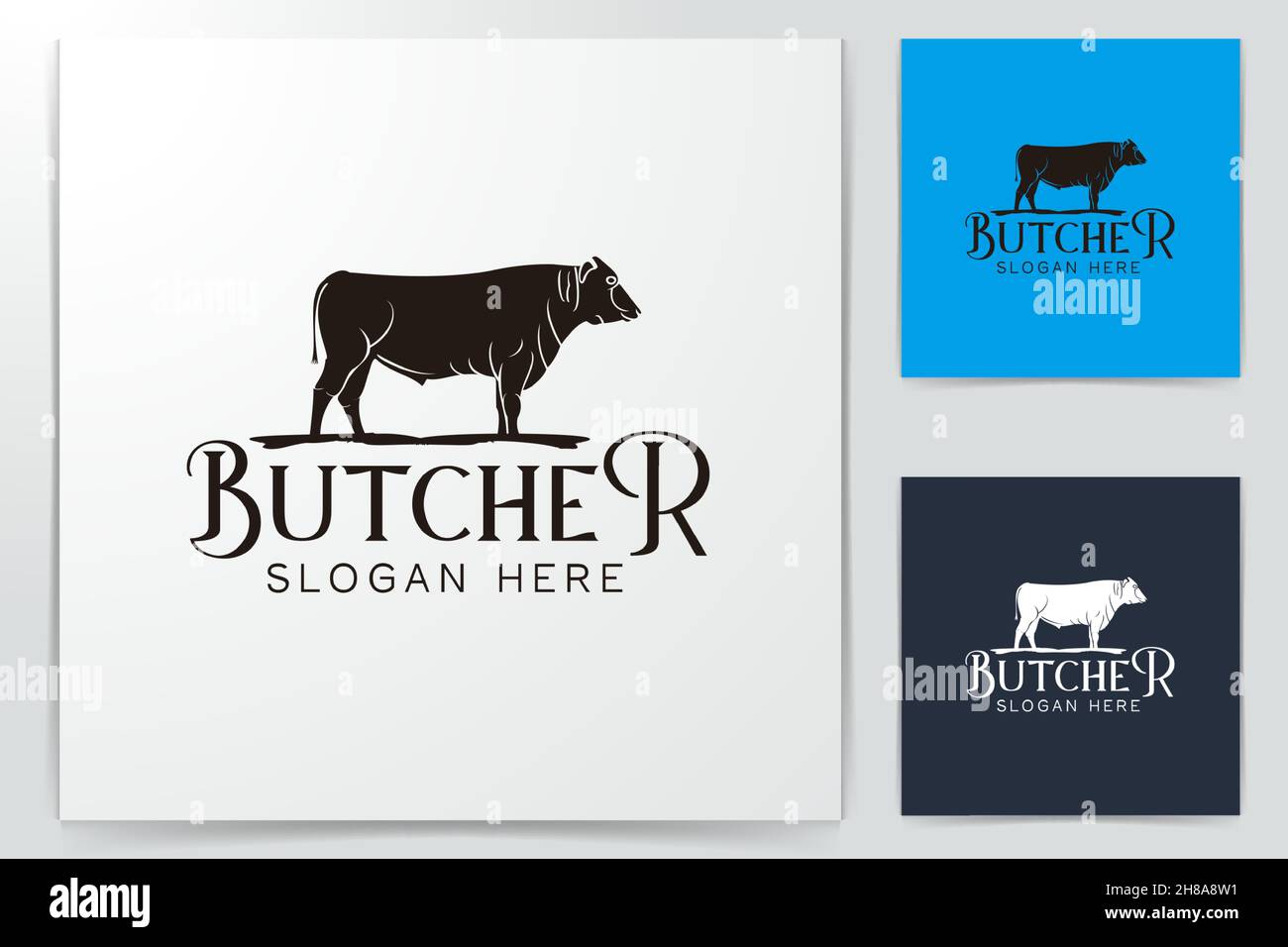 slaughter, Cattle , Beef logo Designs Inspiration Isolated on White ...