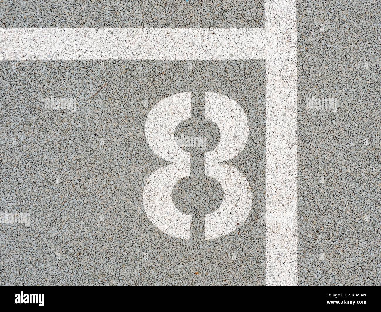 Number eighth painted on soft rubber surface. The eighth. Jumping ...