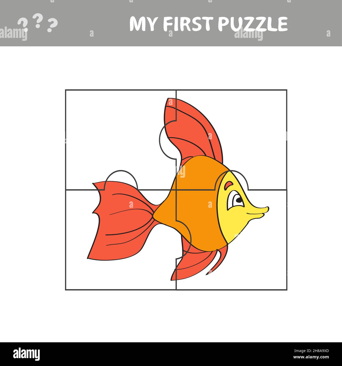 Fish in cartoon style, education game for the development of preschool ...