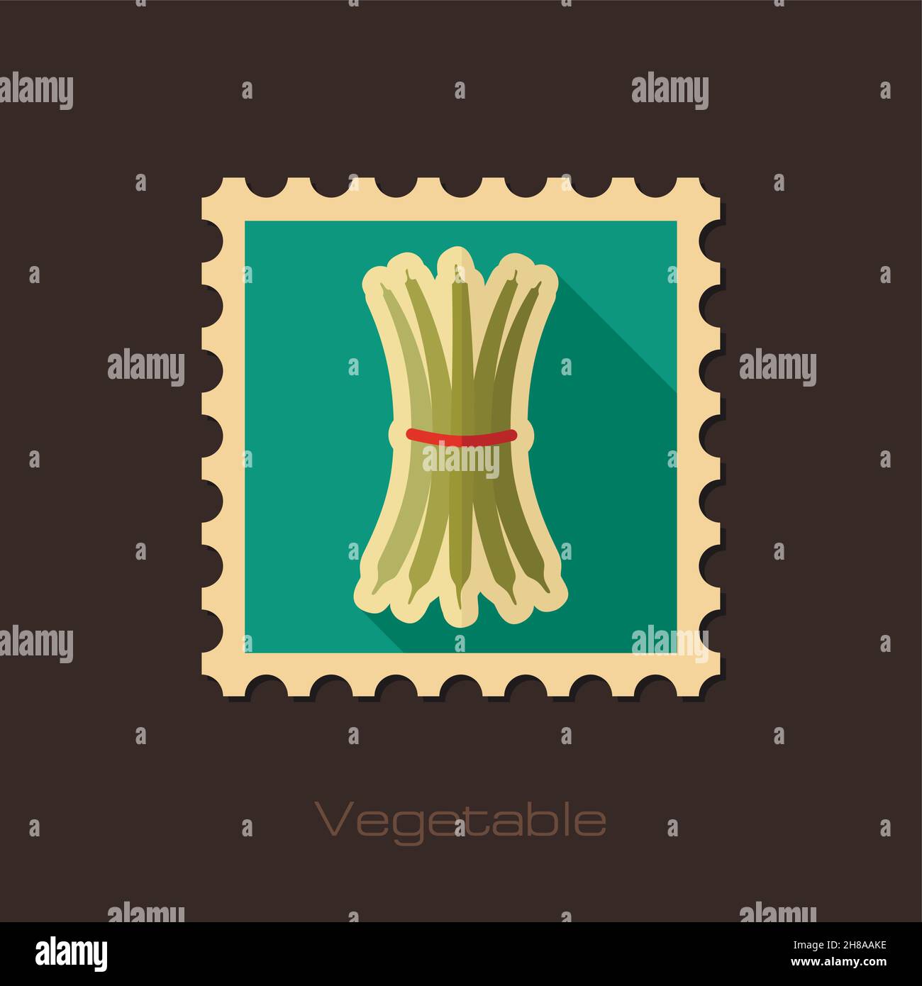 Green bean flat stamp. Vegetable vector illustration Stock Vector Image ...