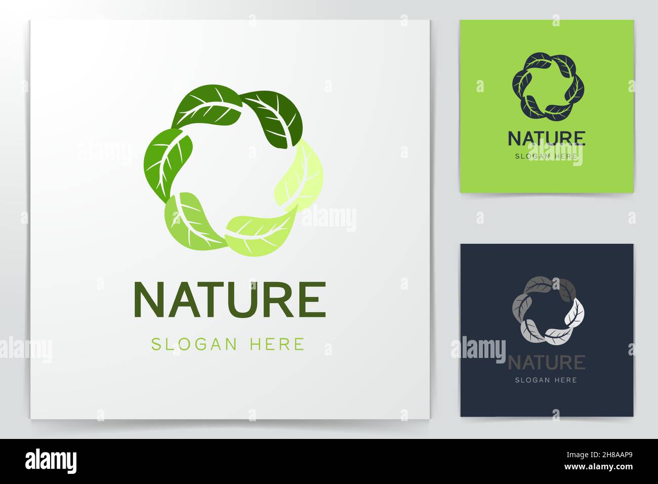 Organic, leaf circle Logo Designs Inspiration Isolated on White ...