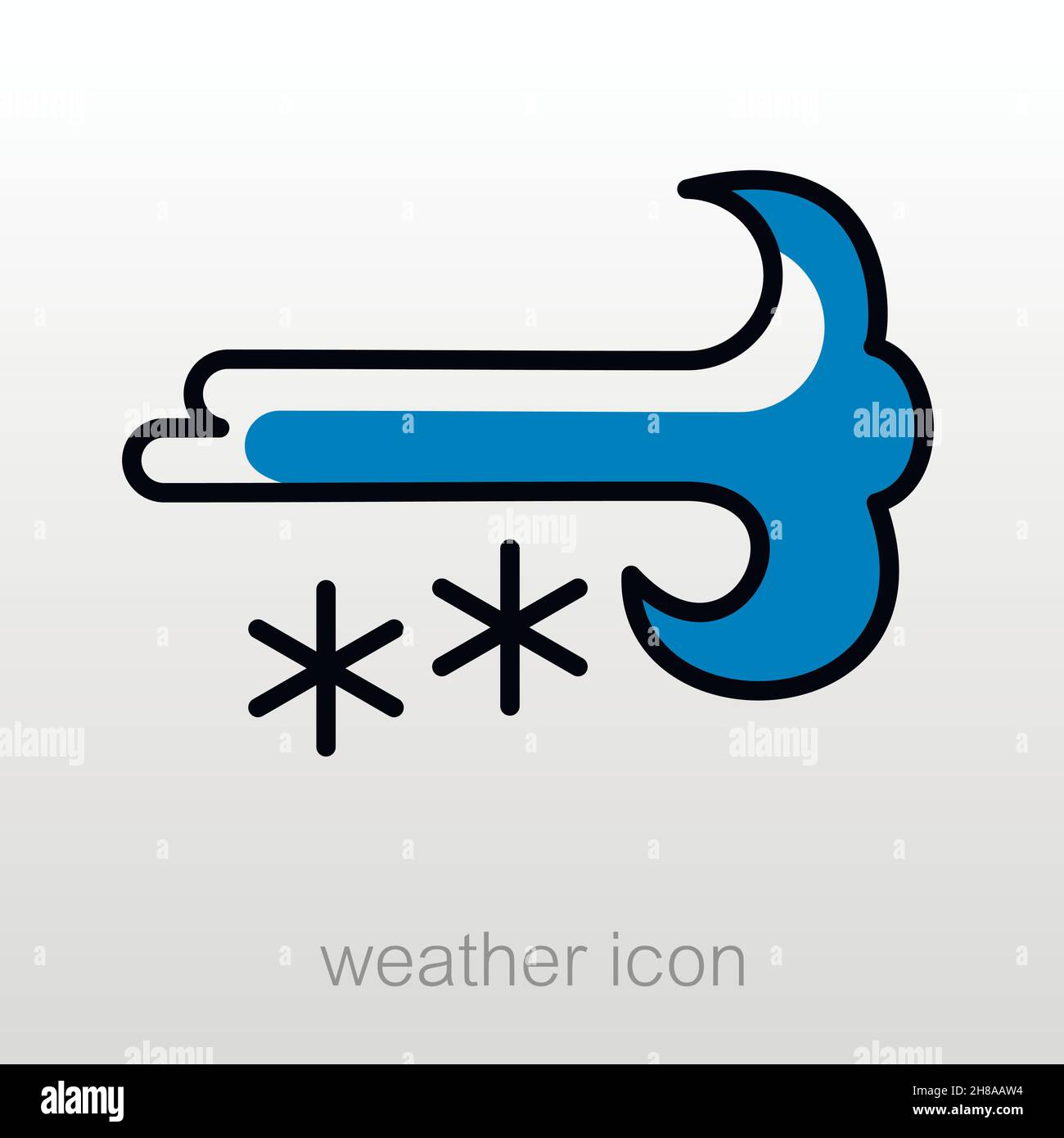 Wind Snow Snowstorm outline icon. Meteorology. Weather. Vector ...
