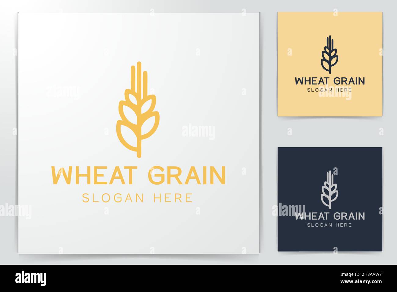 wheat grain agriculture mono line logo design inspiration Stock Vector ...