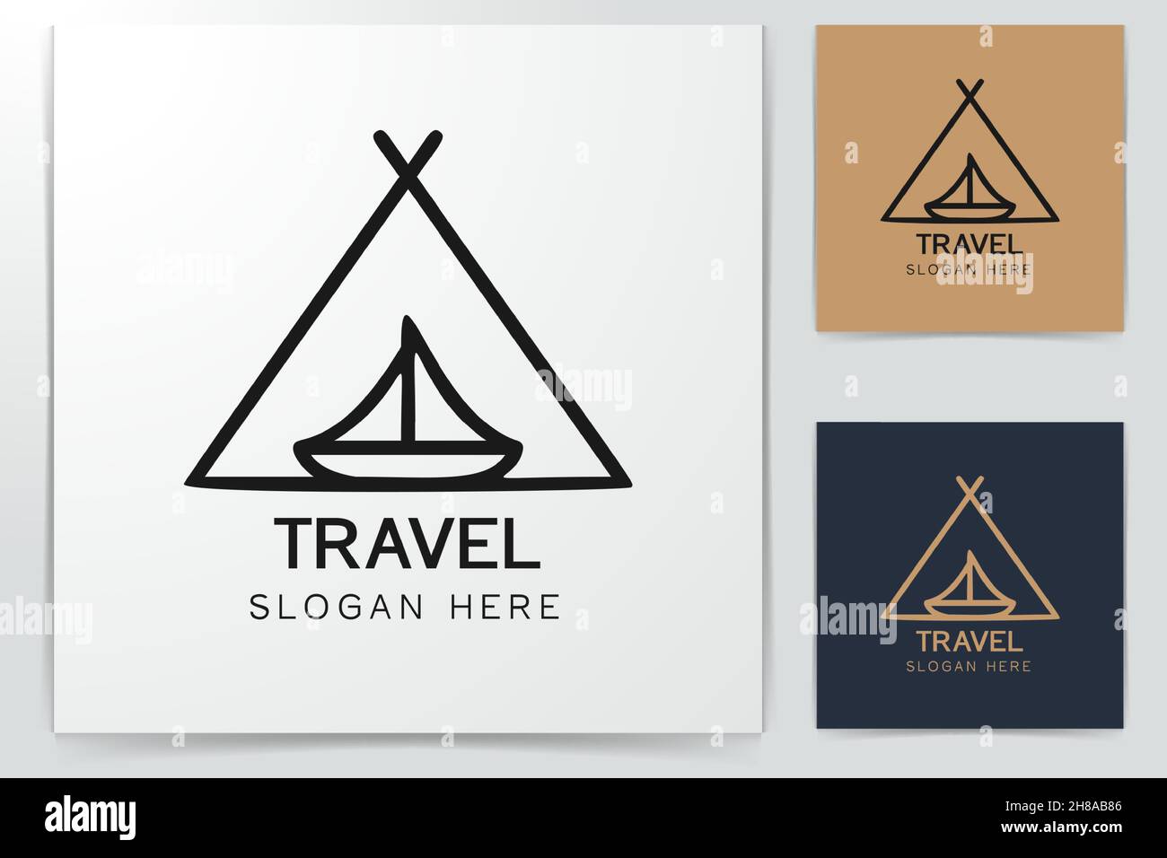 Boat mono line for adventure logo design inspiration Stock Vector Image ...
