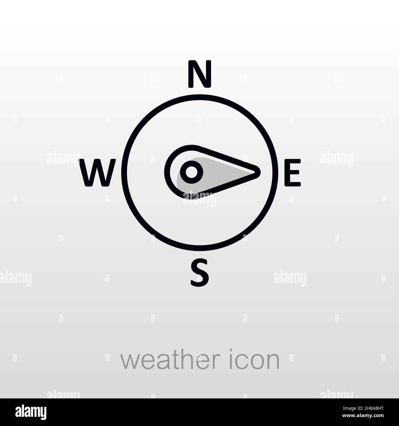 Compass wind rose outline icon. Direction east. Meteorology. Weather ...