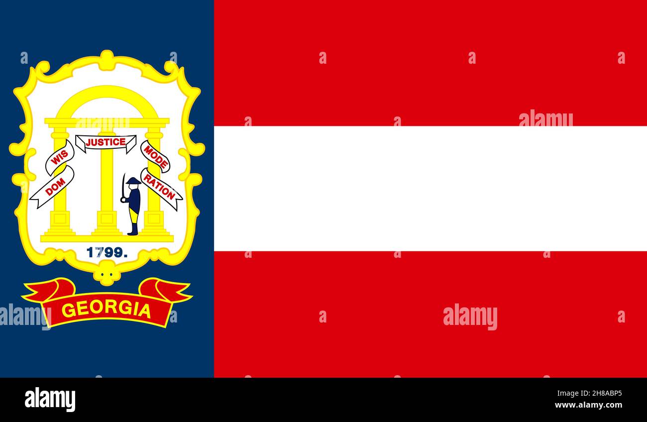 Top view of State of Georgia 1906 1920 , USA flag, no flagpole. Plane ...