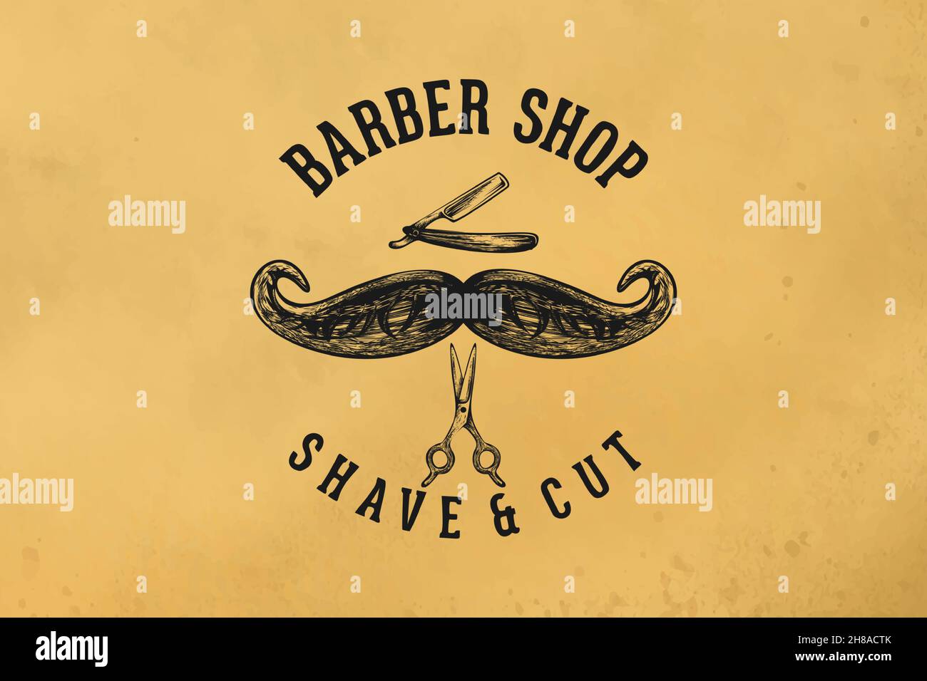 scissor, mustache and razor blade, barber logo Designs Inspiration ...