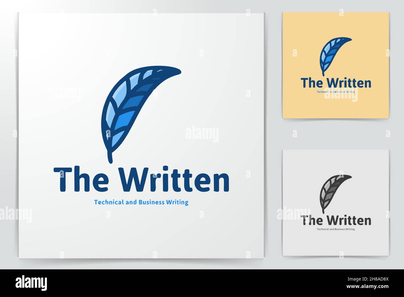 feather pen written logo design inspiration Isolated On white ...