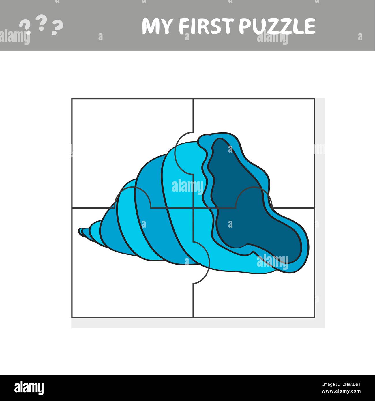 Kids entertaining game with a sea shell puzzle piece in a vector ...