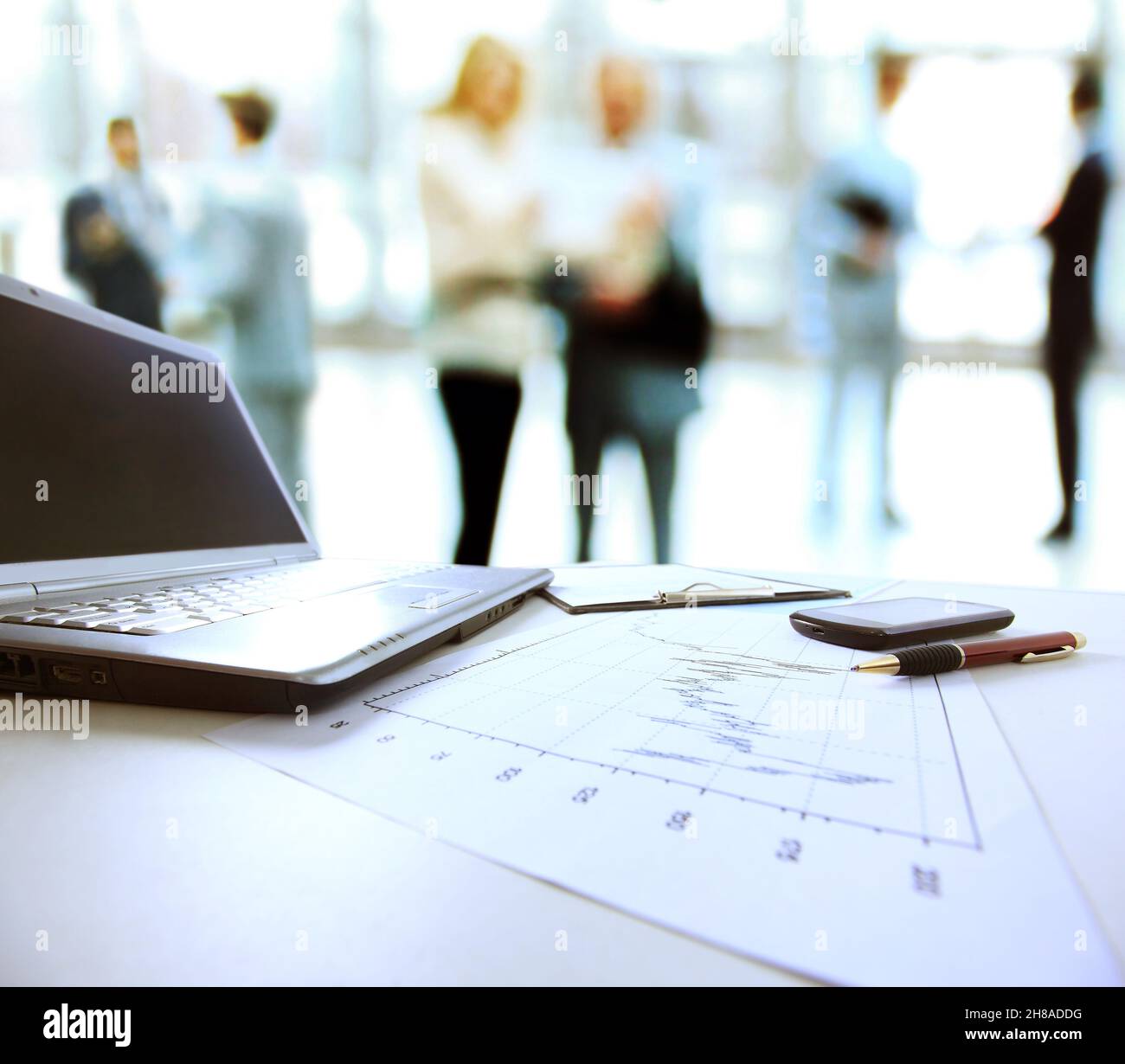 Graphs, charts, business table. The workplace of business people Stock ...