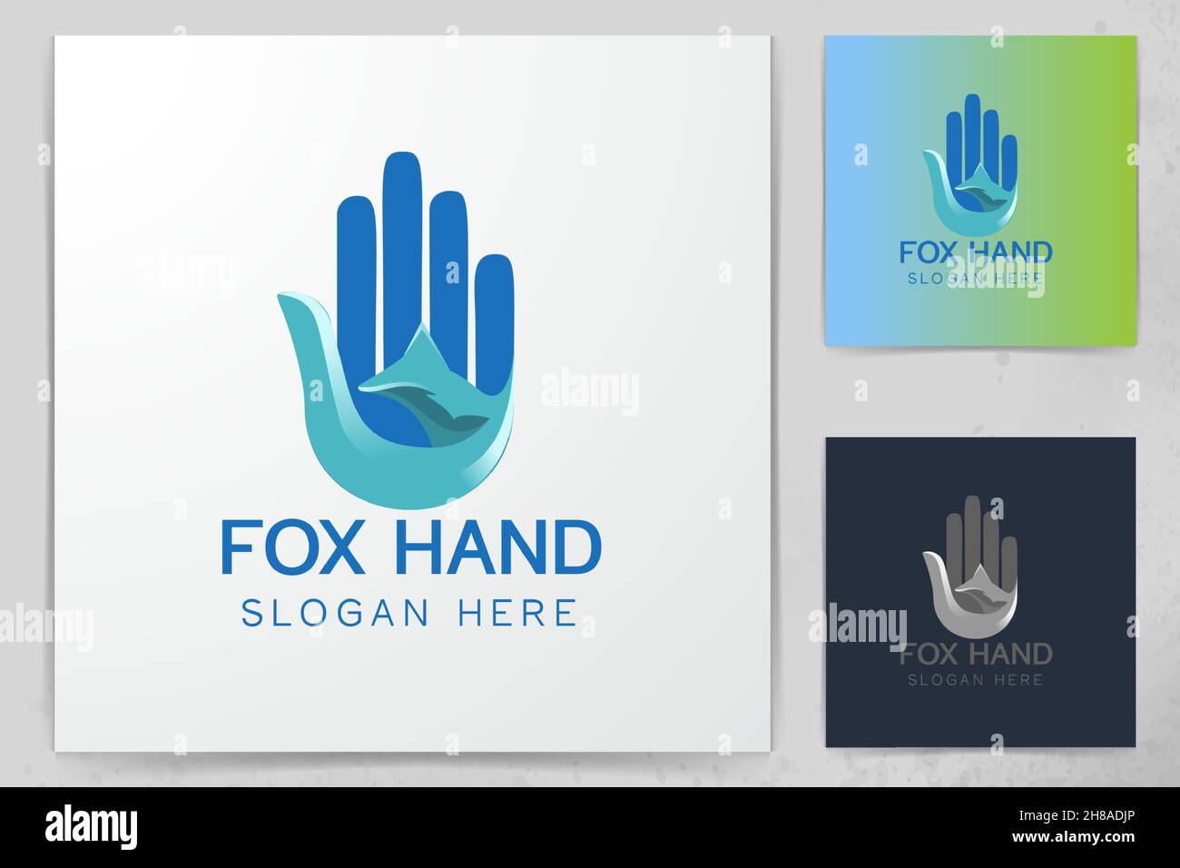 fox and hand logo Designs Inspiration Isolated on White Background ...