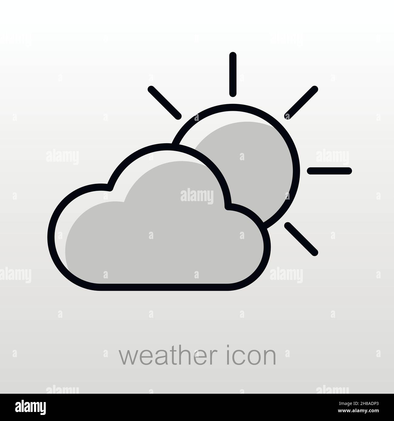Sun and Cloud outline icon. Meteorology. Weather. Vector illustration ...