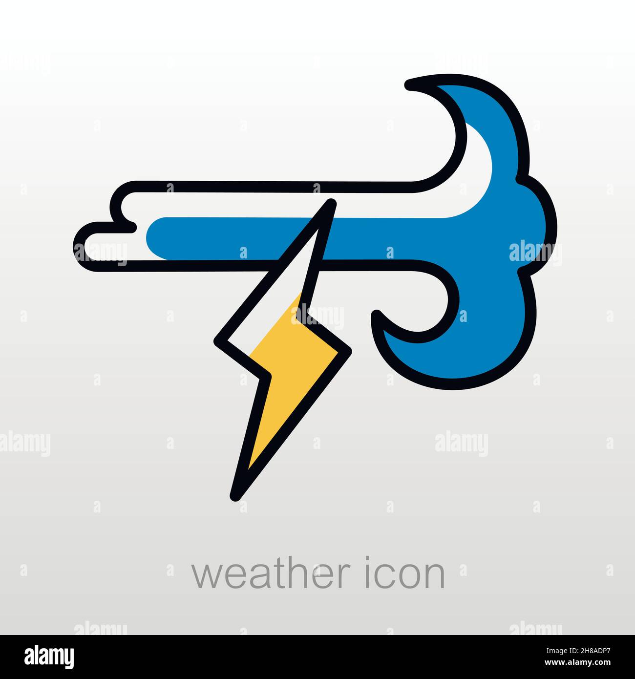 Wind Lightning outline icon. Meteorology. Weather. Vector illustration ...