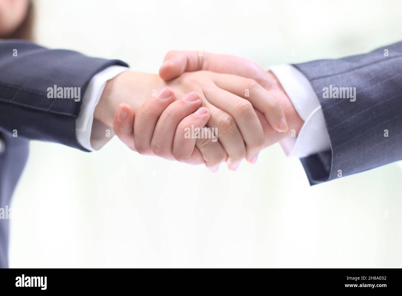 Handshake of the two businessmen, agreed in the contract, a close-up ...
