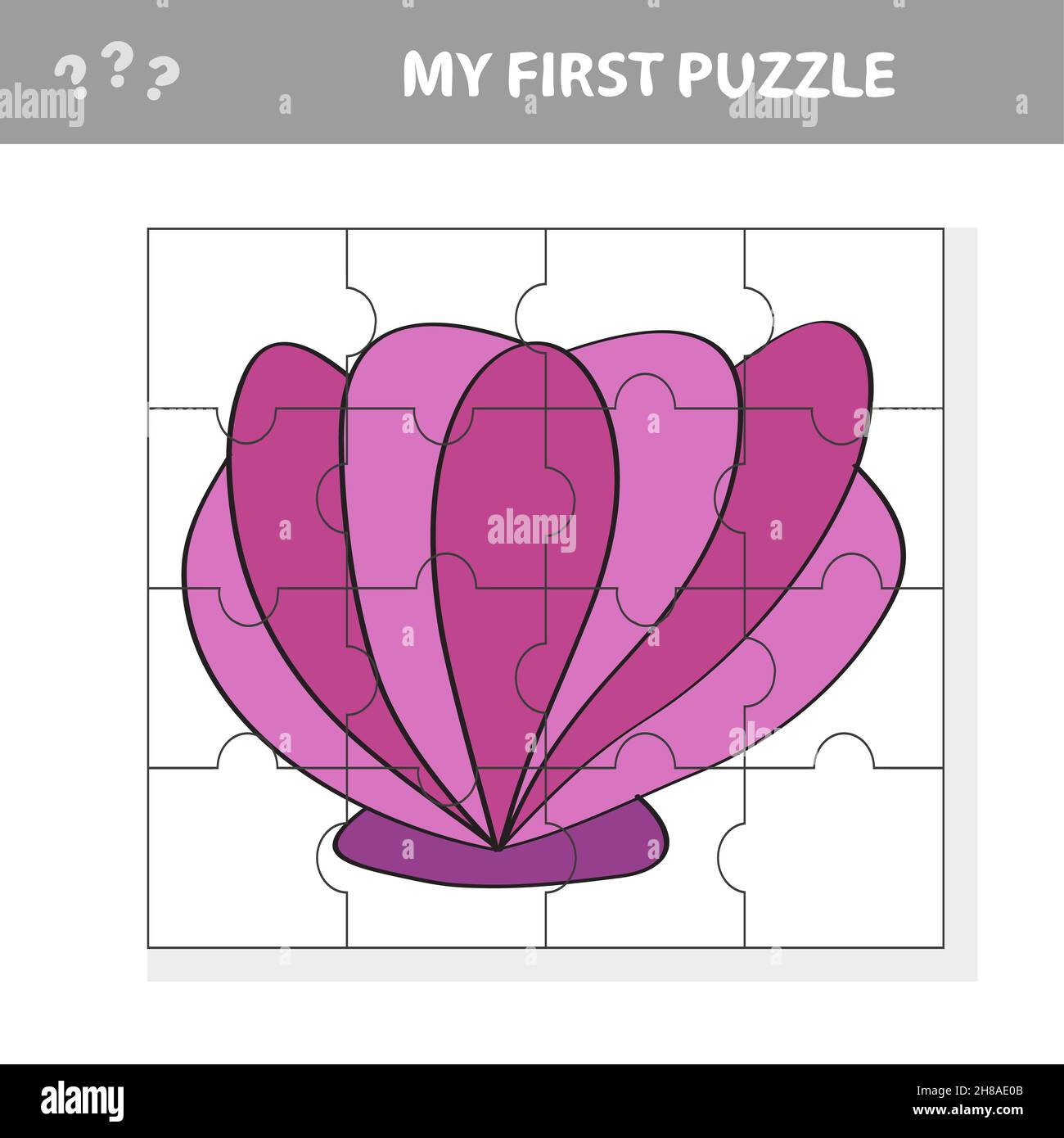 Kids entertaining game with a sea shell puzzle piece in a vector ...