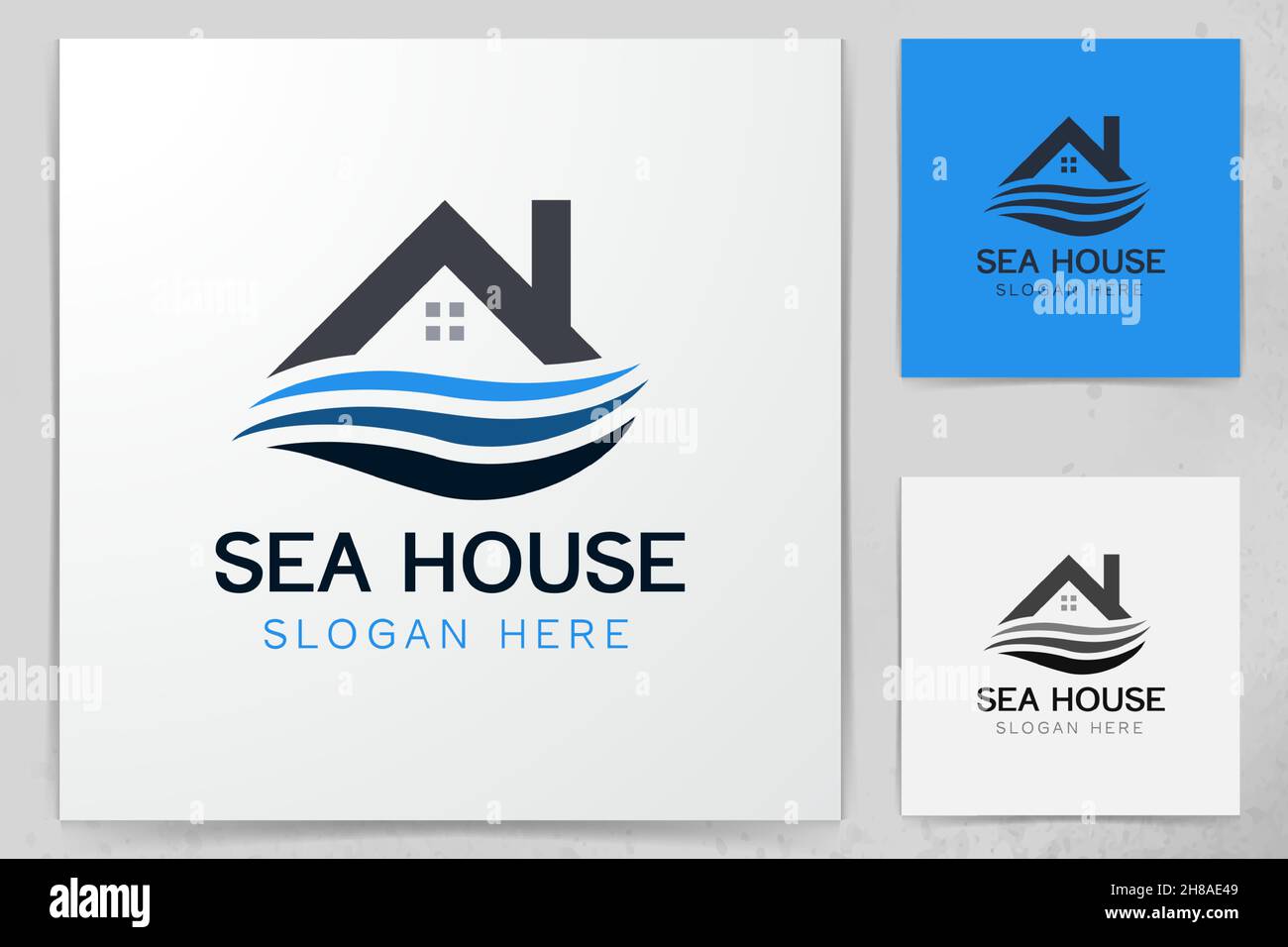 Abstract Wave And House Home Logo Designs, Vector Illustration Stock ...