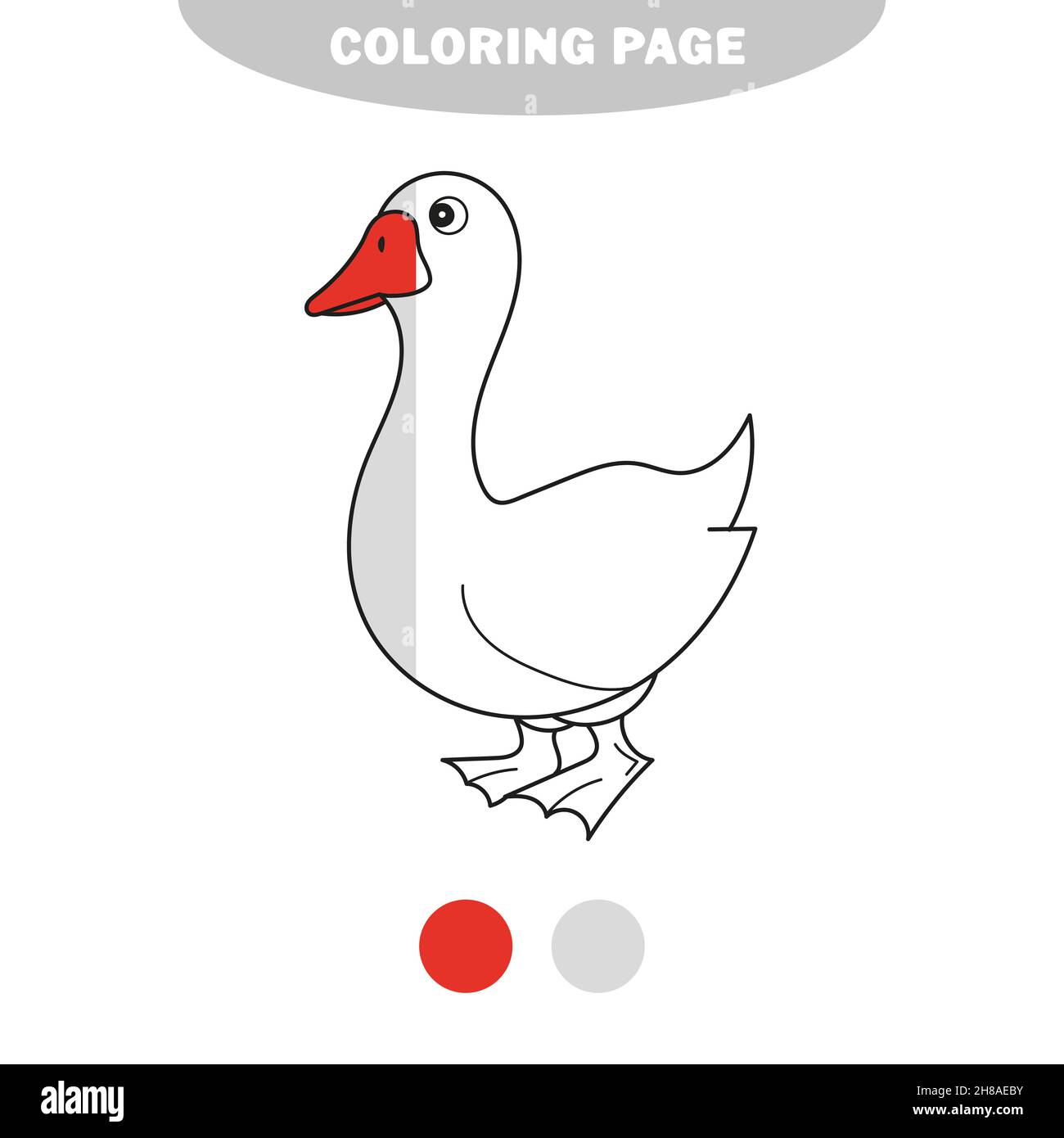 Black and White Cartoon Vector Illustration of Funny Goose Farm Bird ...