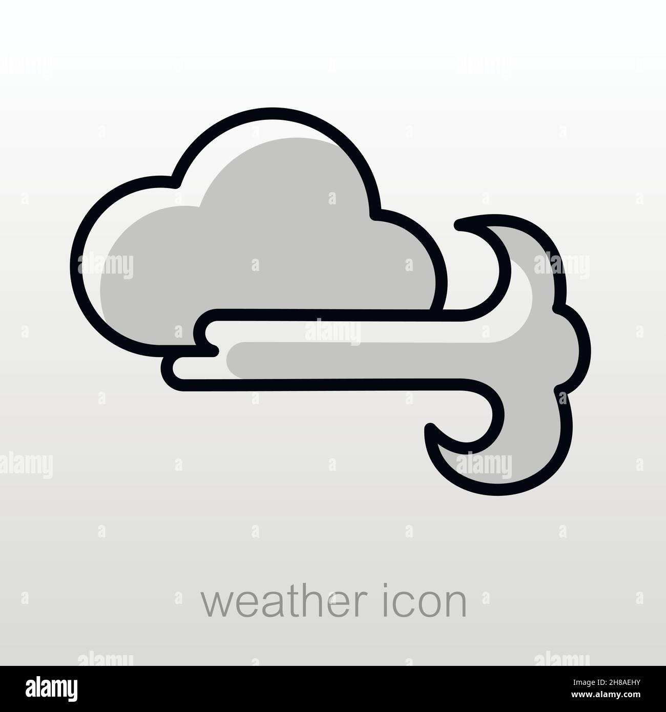 Cloud blows Wind outline icon. Meteorology. Weather. Vector ...