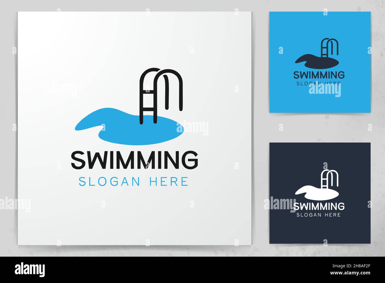 Water, stair, Beach swimming pool logo design inspiration Isolated On ...