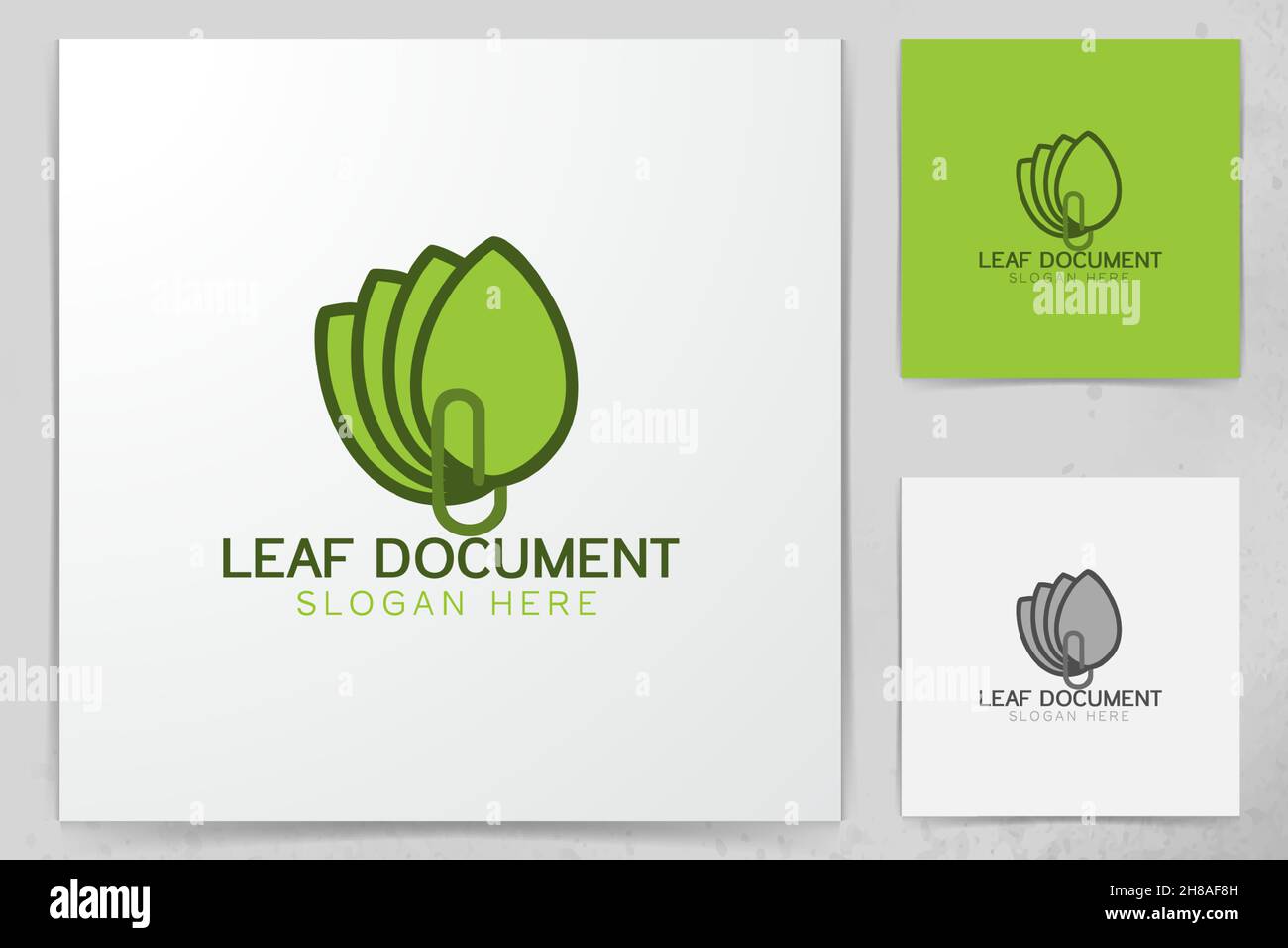 paper clip, document and leaf logo Designs Inspiration Isolated on ...