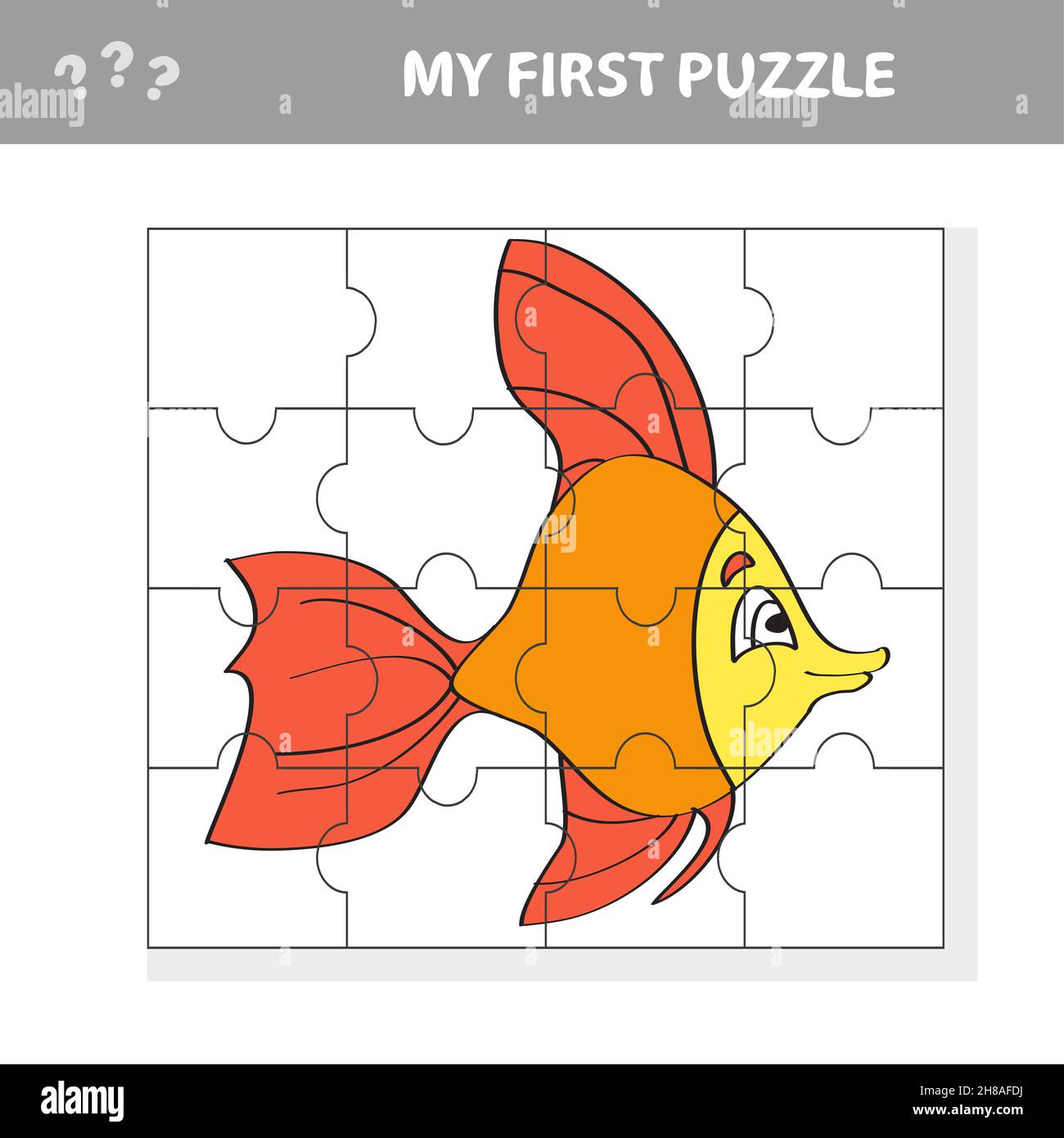 Fish in cartoon style, education game for the development of preschool ...