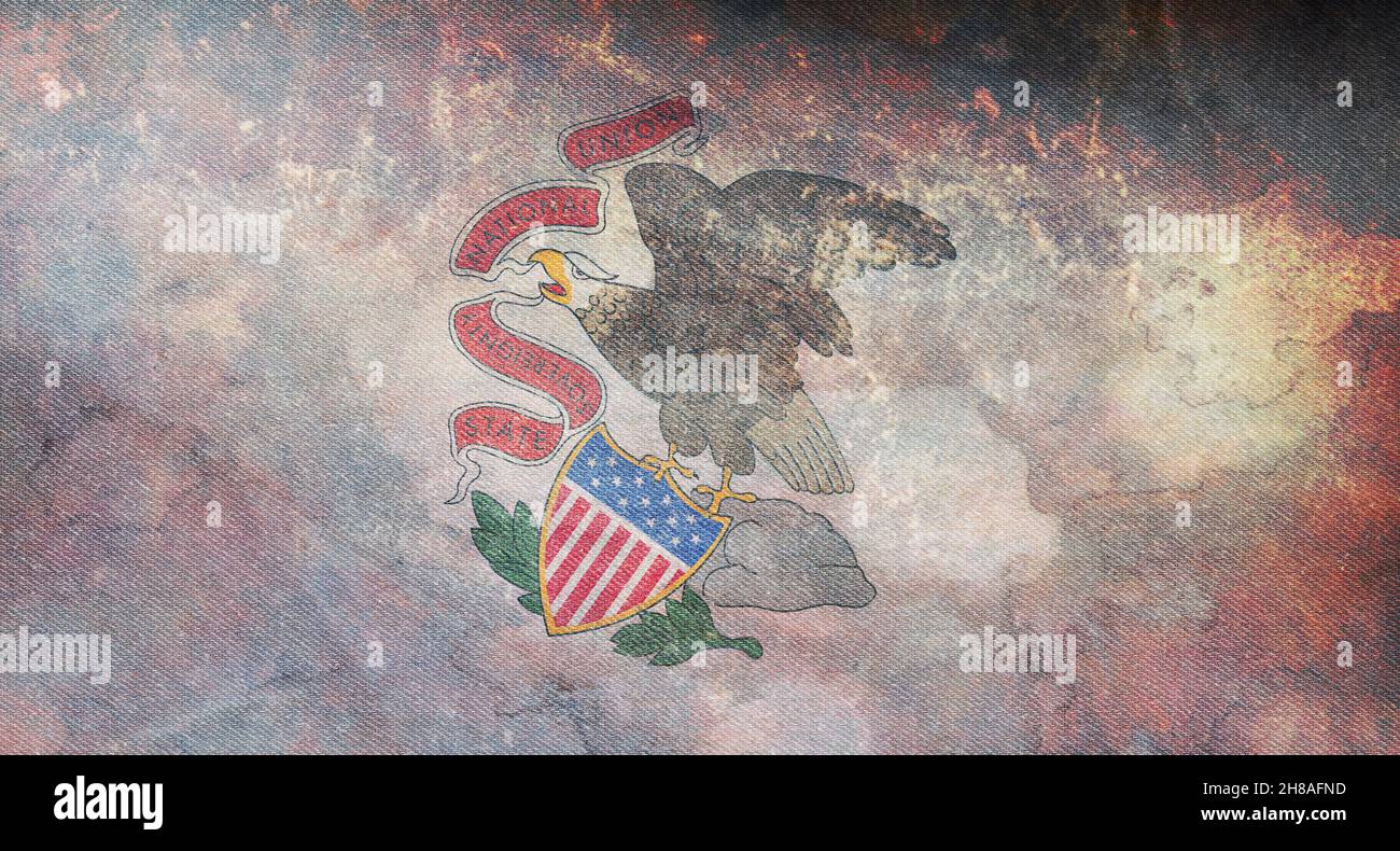 Top view of Illinois 1915 1969 , USA flag, no flagpole. Plane design ...
