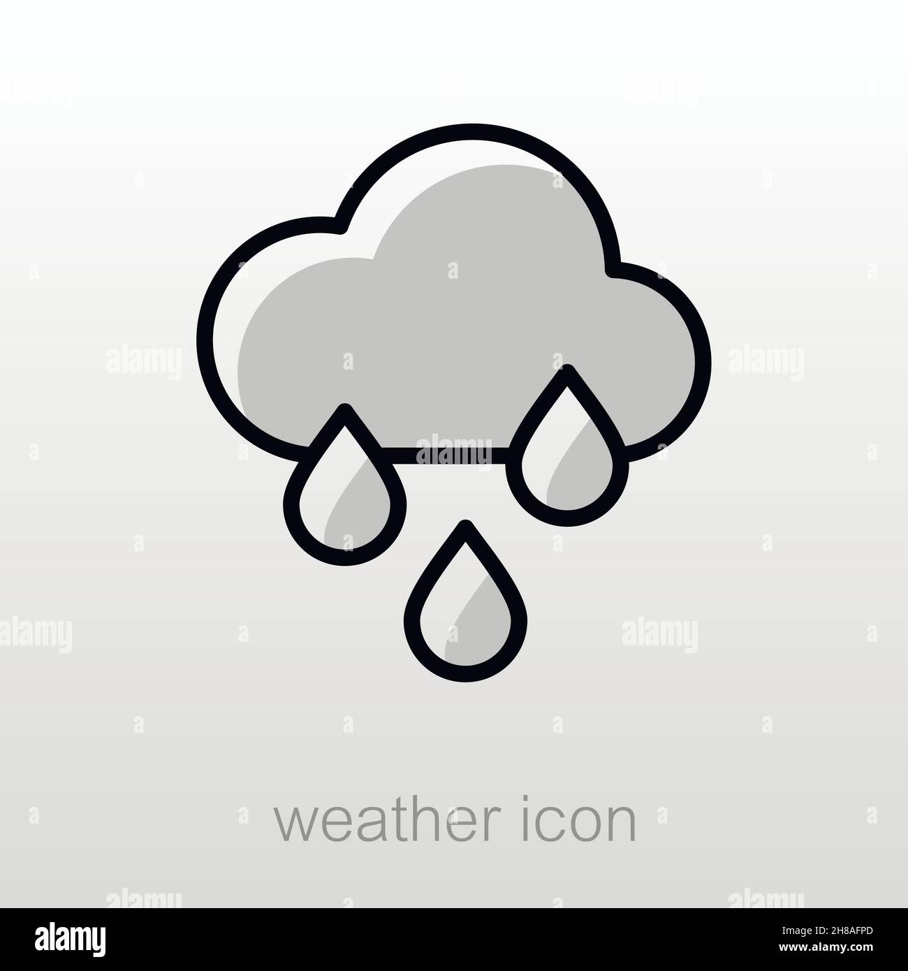 Rain Cloud Rainfall outline icon. Meteorology. Weather. Vector ...