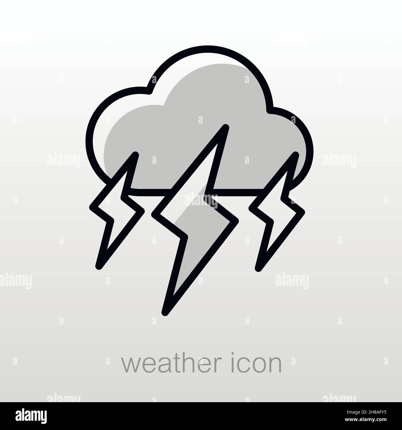 Storm Cloud Lightning outline icon. Meteorology. Weather. Vector ...
