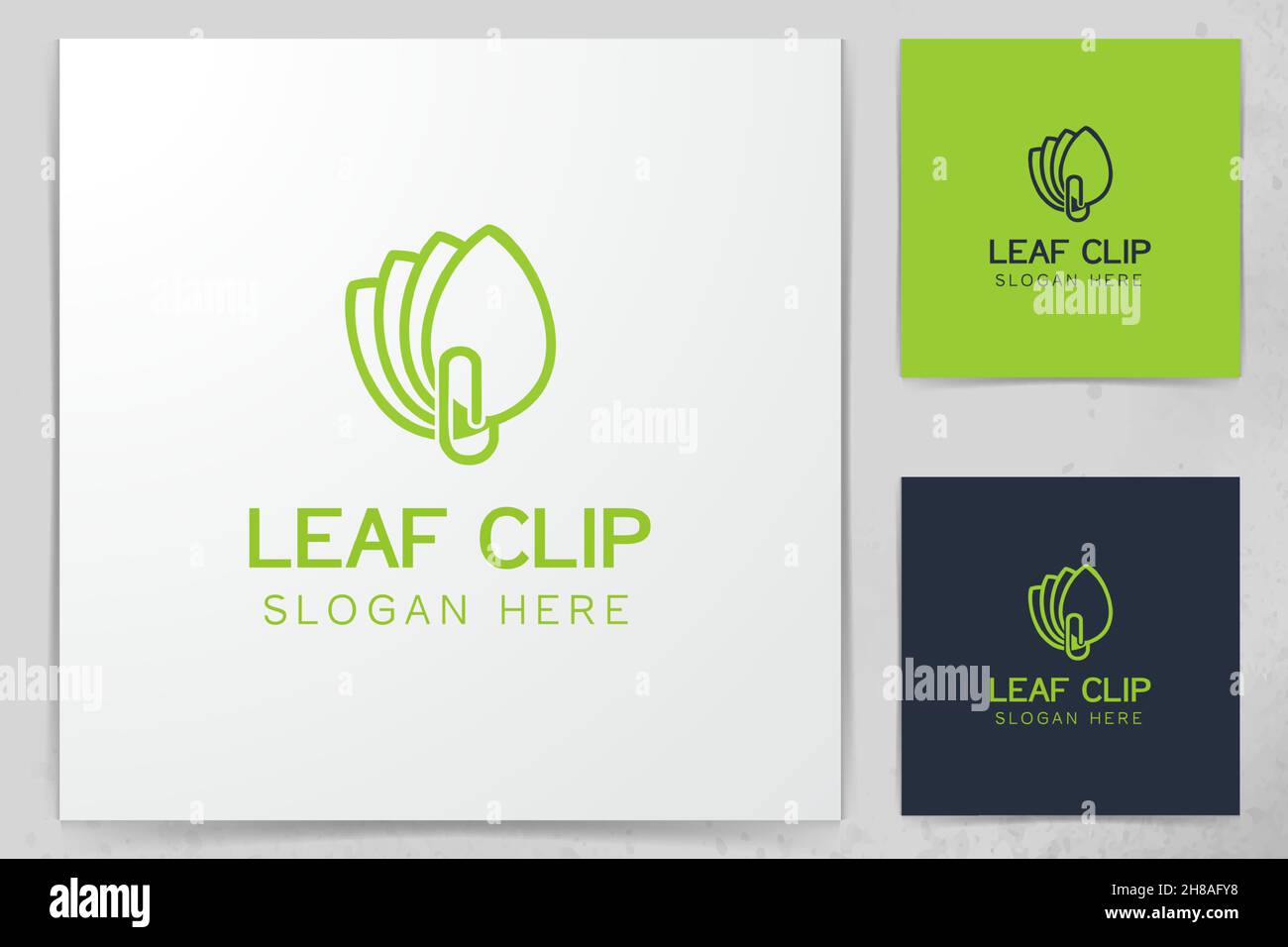 leaf and paper clip logo Designs Inspiration Isolated on White ...