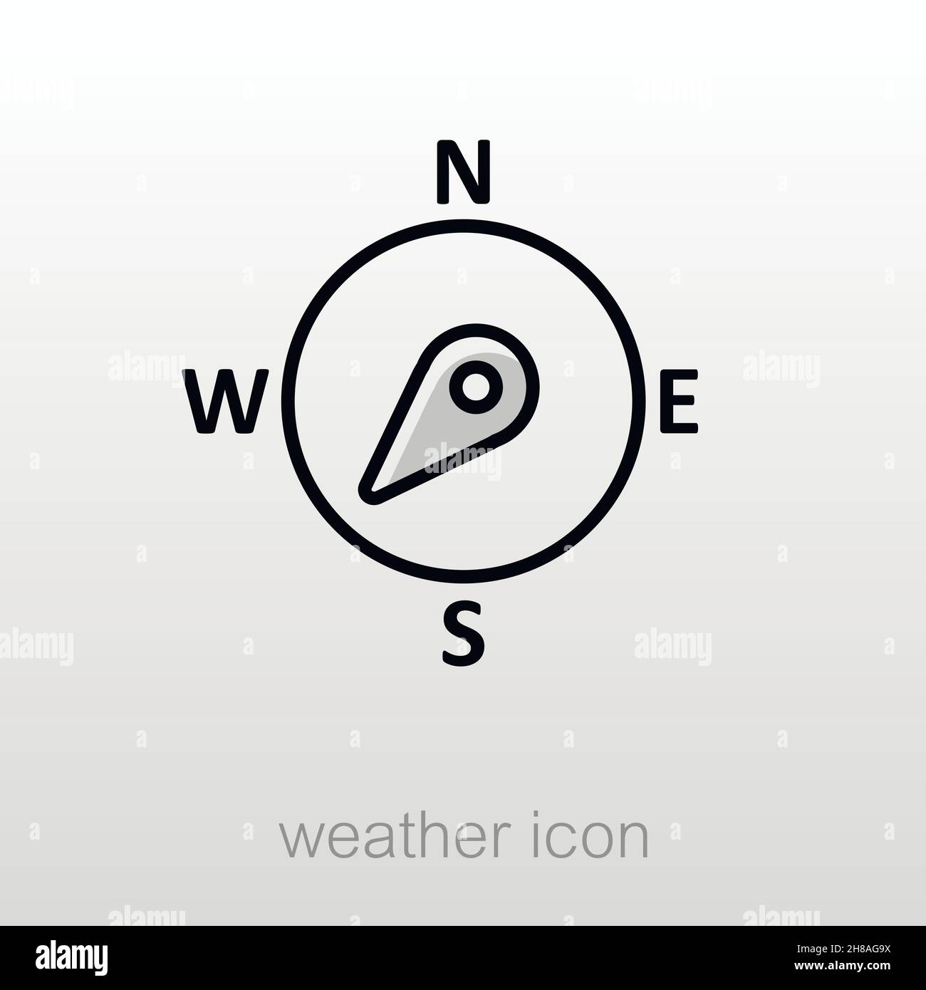 Compass wind rose outline icon. Direction southwest. Meteorology ...