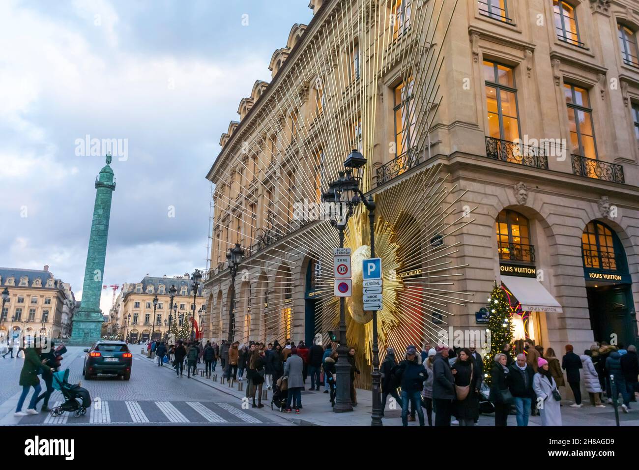 Paris, France, Street Scenes, Large Crowd People, Christmas in Paris ...
