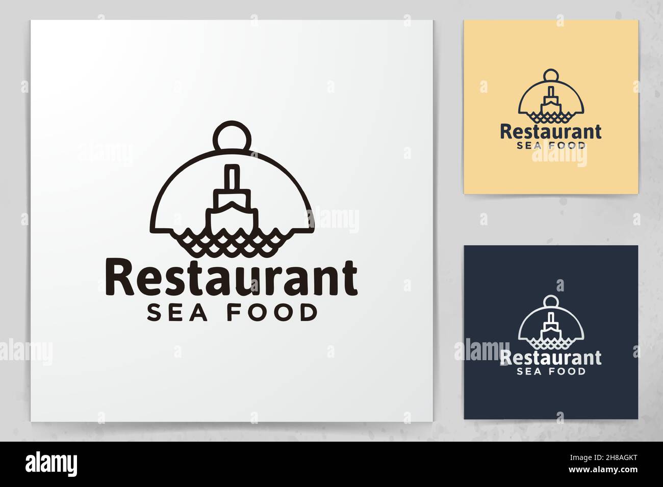 ship and cover plate restaurant logo Designs Inspiration Isolated on ...