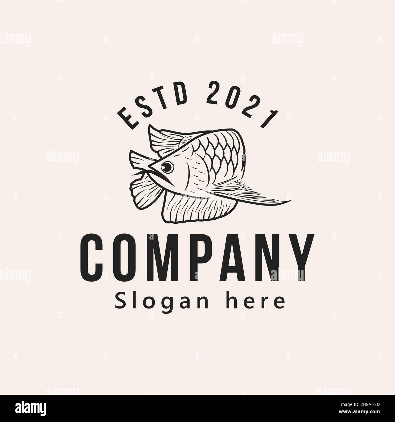 vintage arowana fish logo design vector illustration Stock Vector Image ...