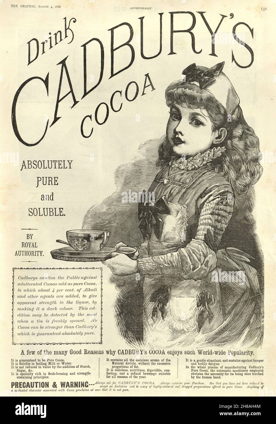 Victorian advert for Cadbury's Cocoa, 1880s, 19th Century Stock Photo ...