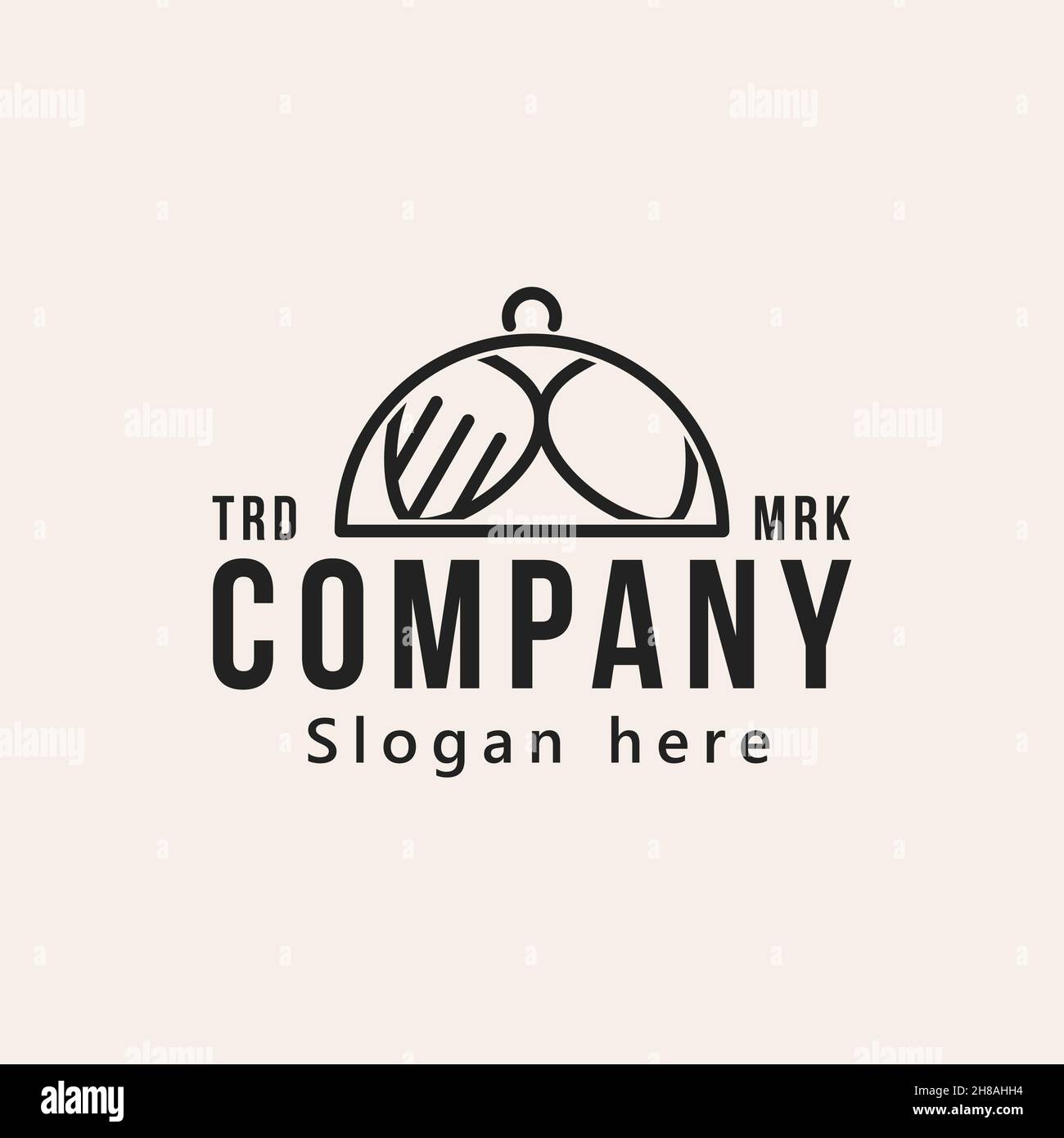 fork , spoon, cloche serving plate vector logo design. vector ...