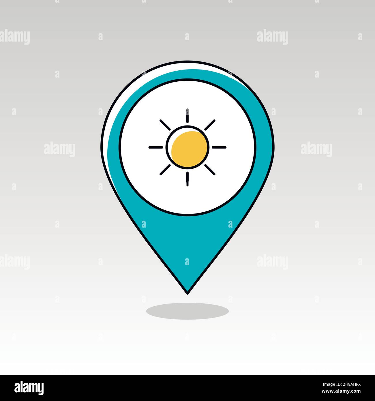 Sun outline pin map icon. Map pointer. Map markers. Meteorology ...