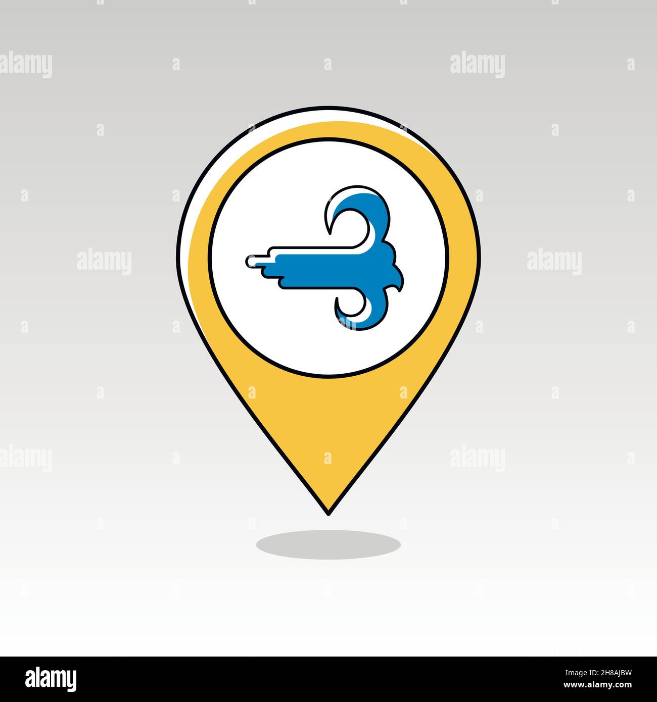 High Wind outline pin map icon. Map pointer. Map markers. Meteorology ...
