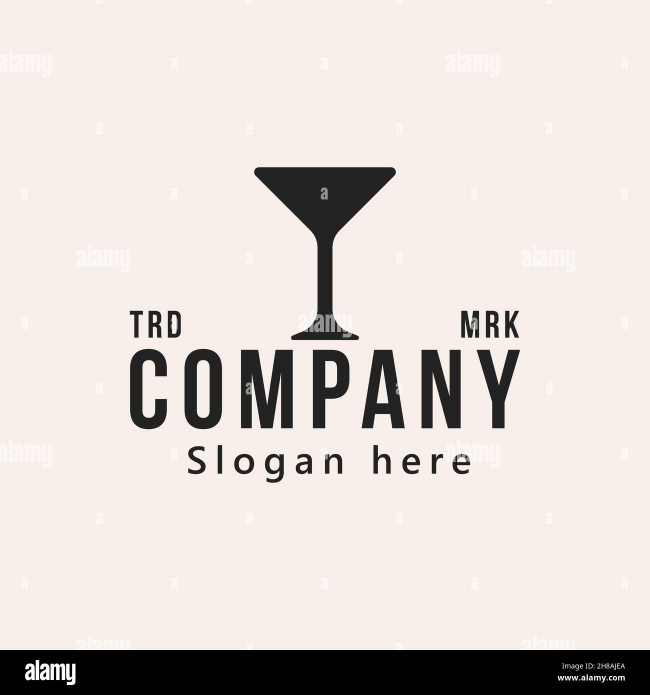 luxury wine glass, cocktail logo design, vector illustration Stock ...