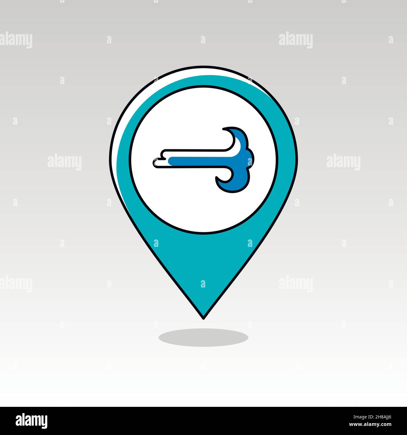 Wind outline pin map icon. Map pointer. Map markers. Meteorology ...