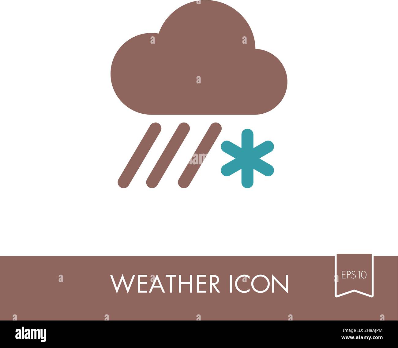 Cloud with Snow and Rain outline icon. Meteorology. Weather. Vector ...
