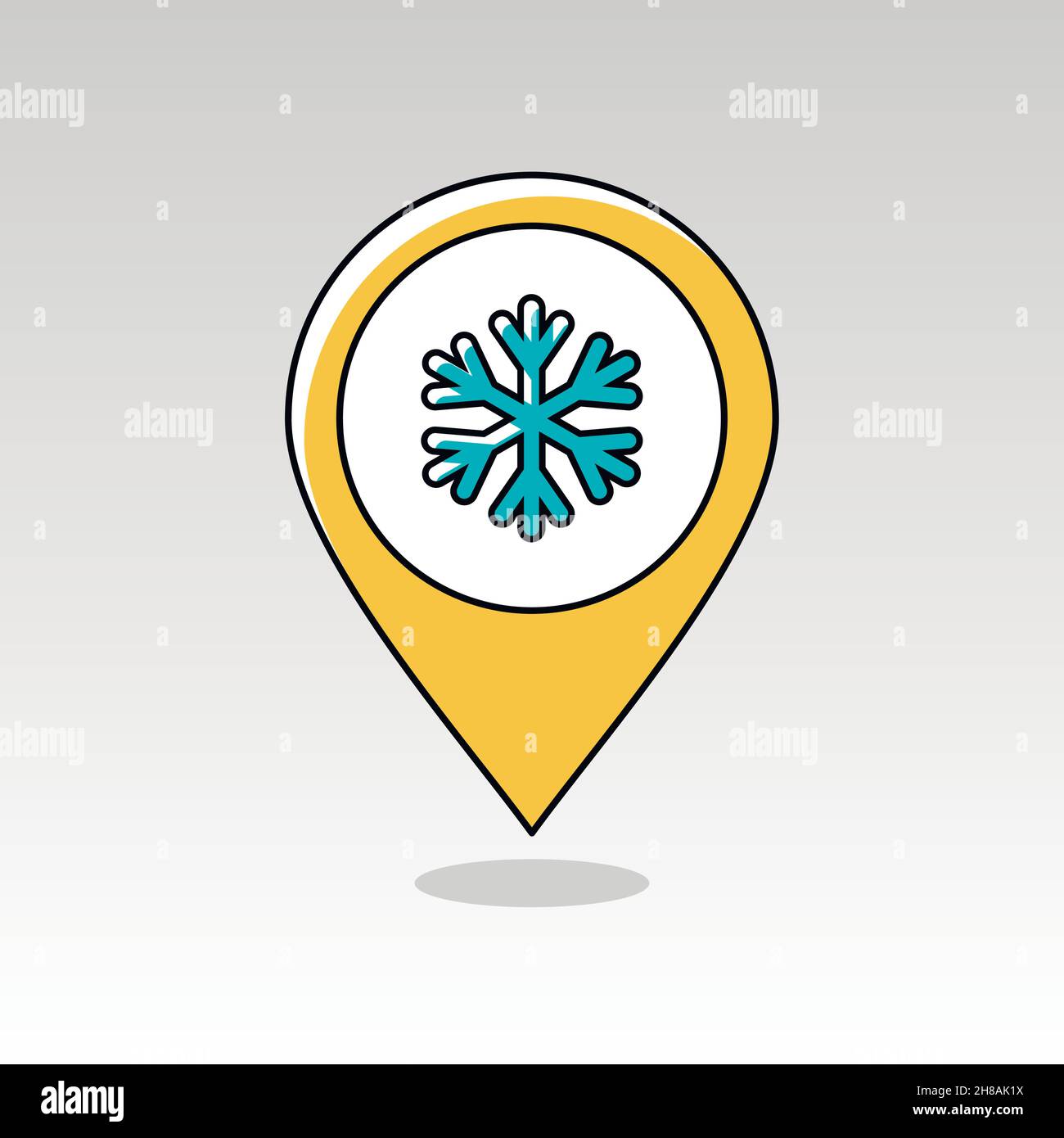 Snowflake Snow outline pin map icon. Map pointer. Map markers ...