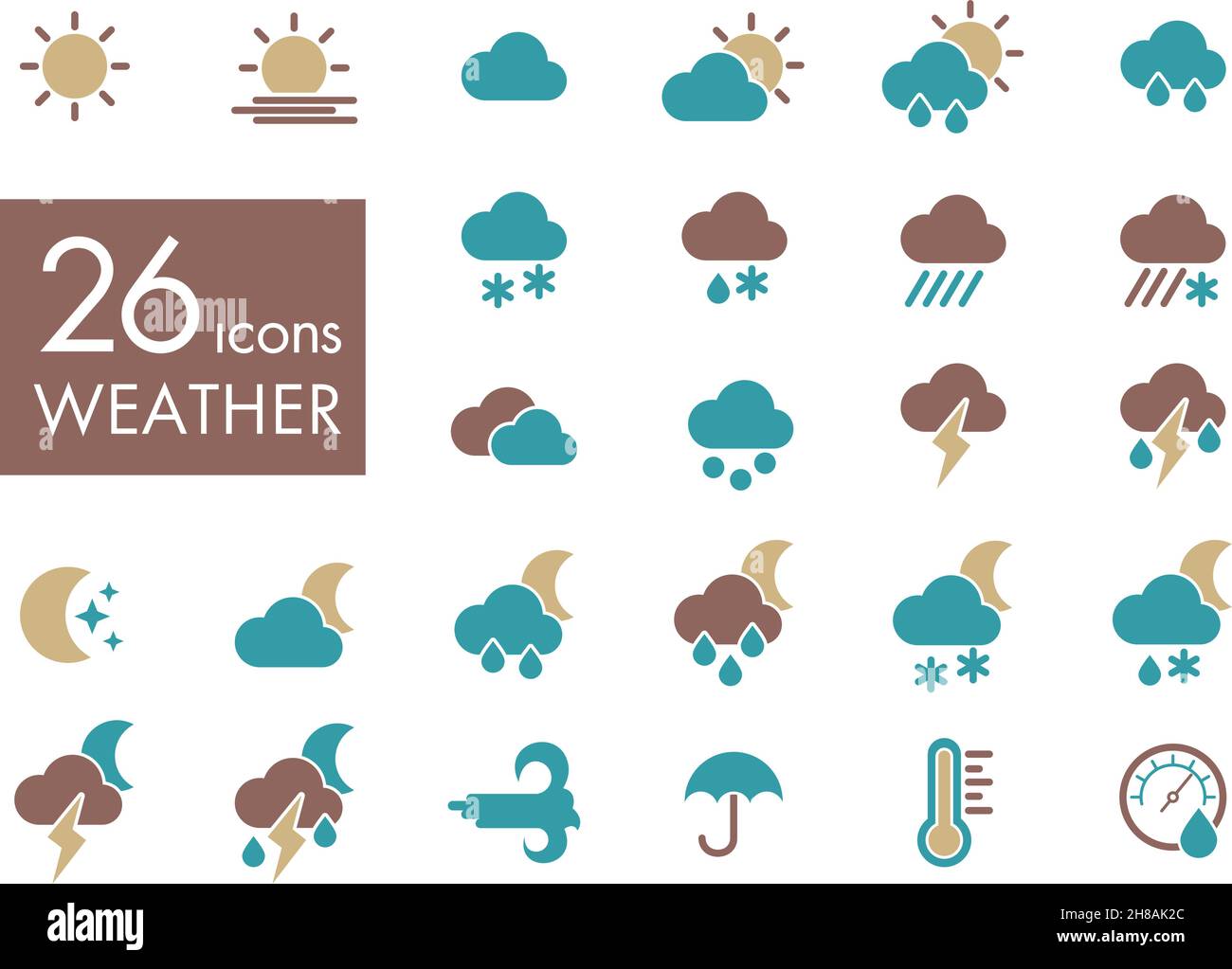 Meteorology Weather flat icons set, vector illustration eps 10 Stock Vector Image & Art - Alamy
