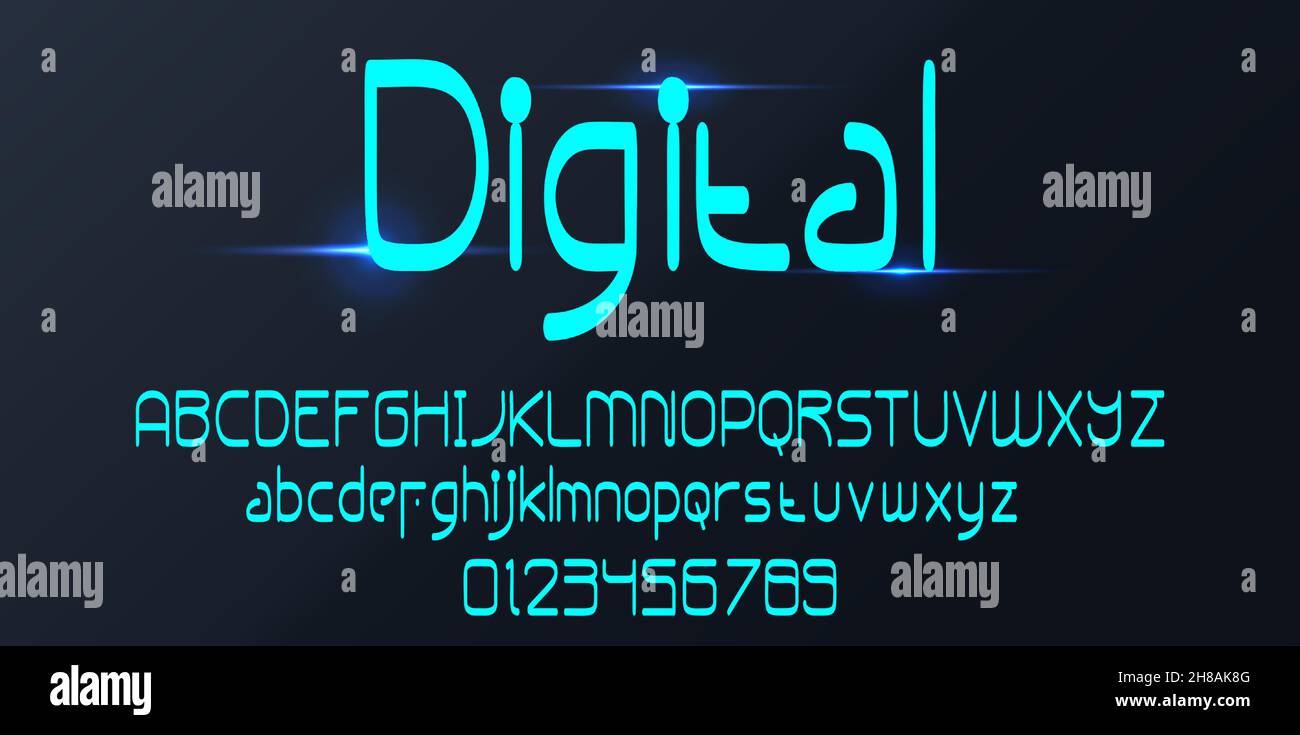 Digital alphabet Font vector illustration isolated Background Stock ...
