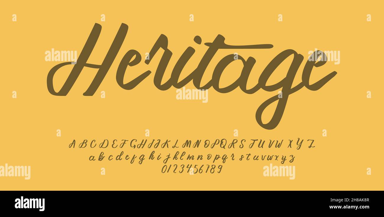 Vintage Script Alphabet Font vector illustration isolated Background ...