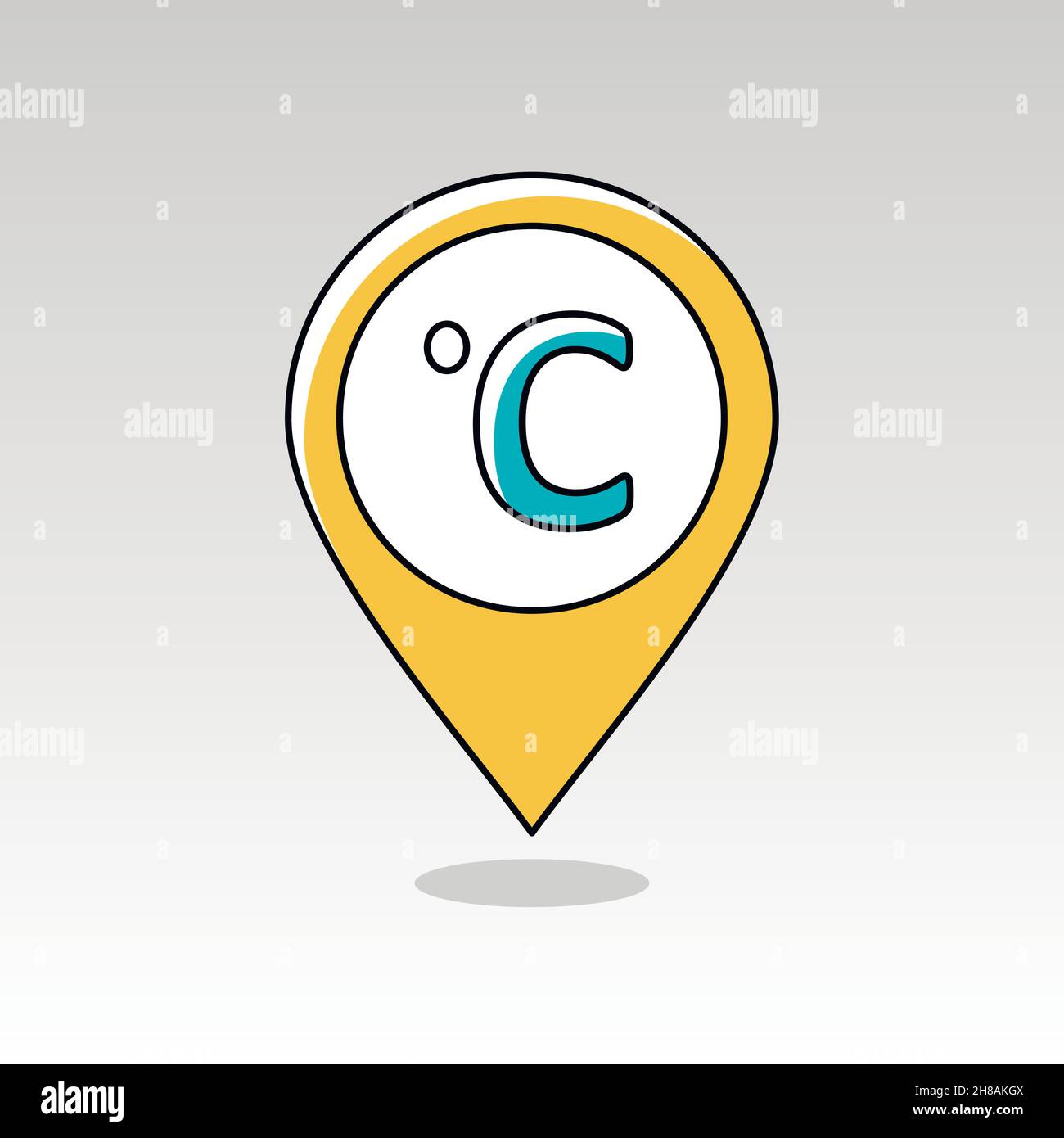 Degrees Celsius outline pin map icon. Map pointer. Map markers ...