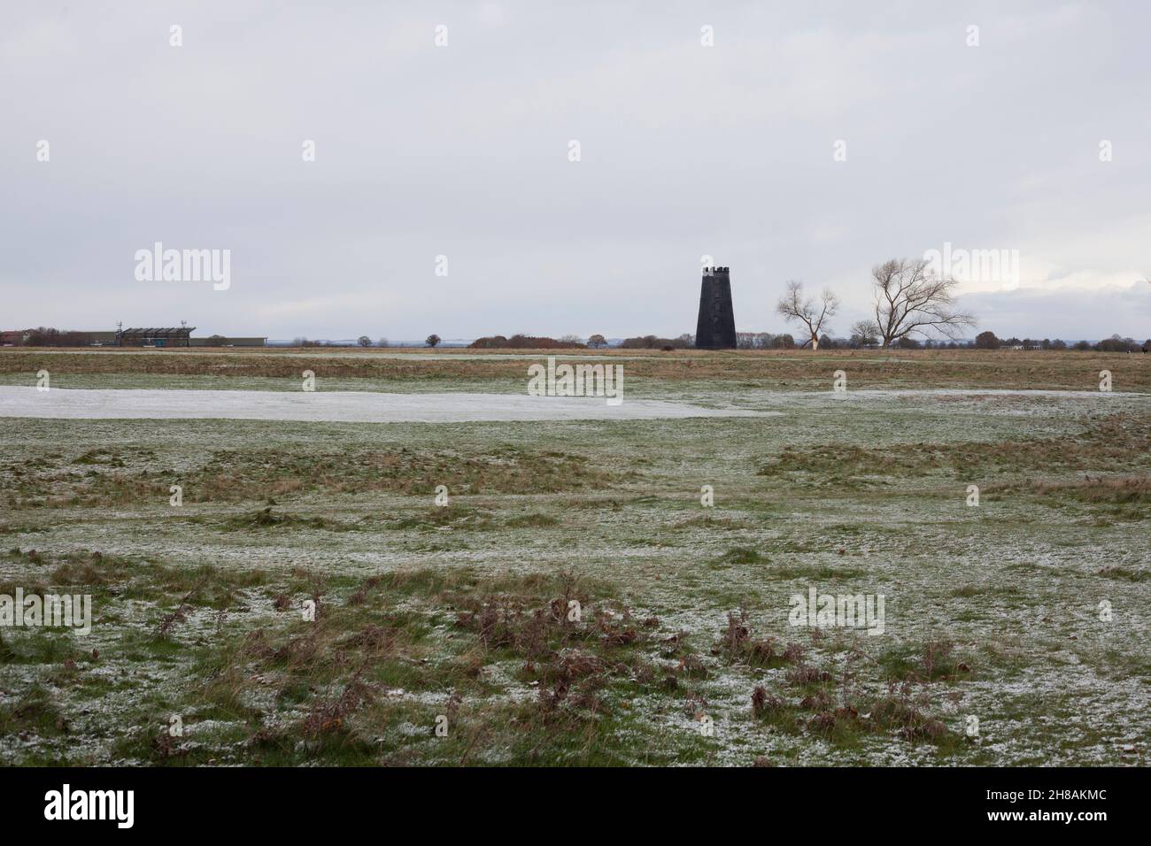 Beverley Westwood common pasture with light dusting of snow on golf ...