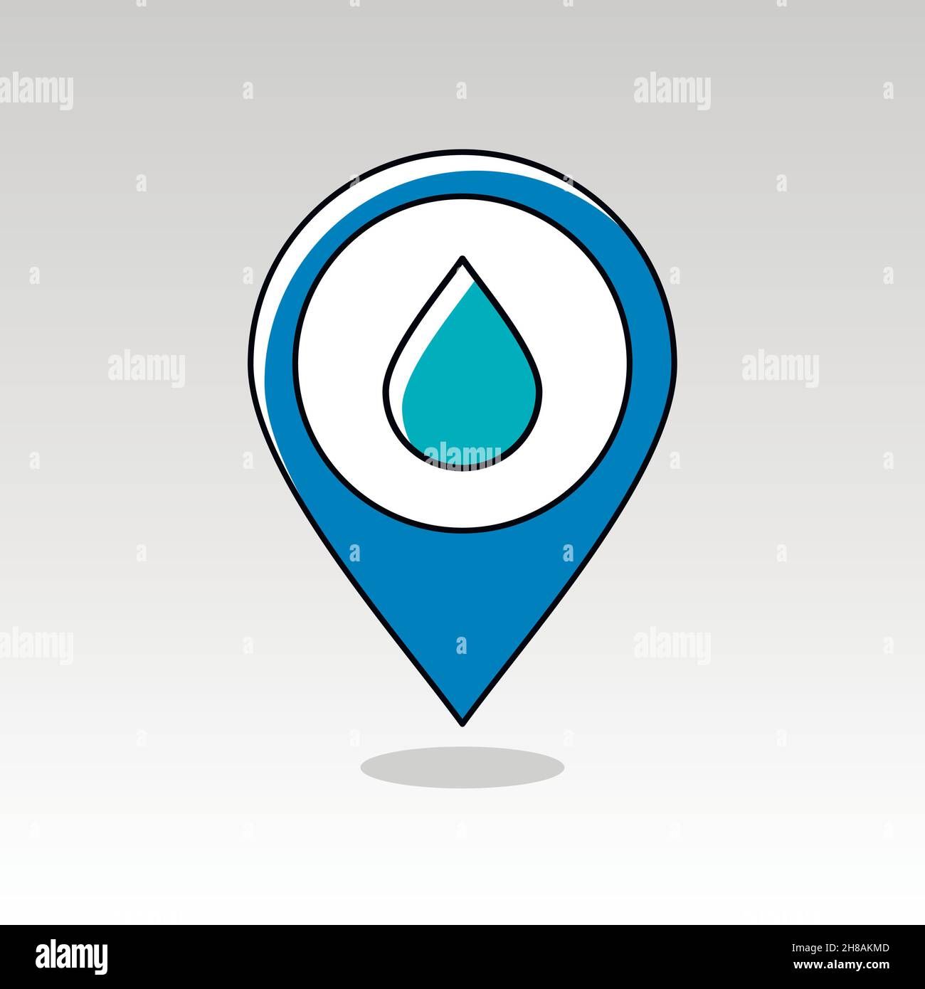 Water Rain Drop outline pin map icon. Map pointer. Map markers ...